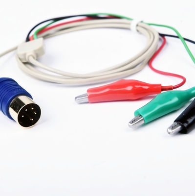 EMG Shielded Alligator clips With 3 Alligator , 5pin-Din Connector Cable